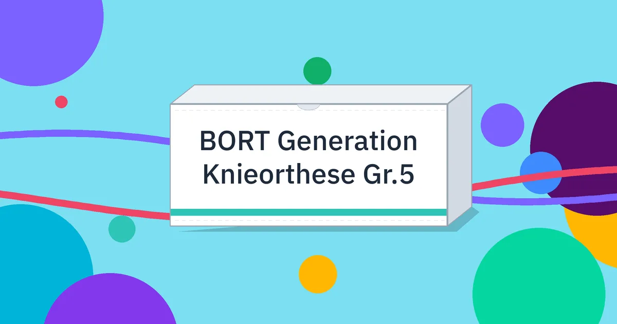 Symbolbild: Packung mit der Aufschrift BORT Generation Knieorthese Gr.5 (PZN 16843835) – Verfügbarkeit und Bezug in Apotheken in Frankfurt am Main