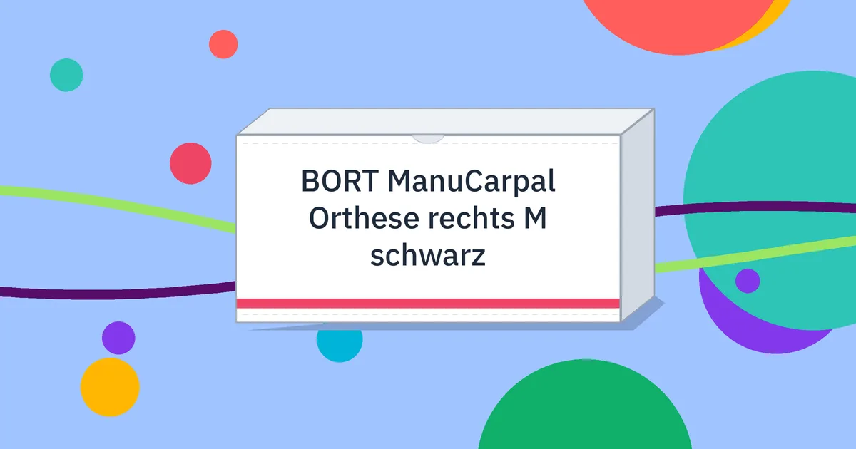 Symbolbild: Packung mit der Aufschrift BORT ManuCarpal Orthese rechts M schwarz (PZN 06156476) – Verfügbarkeit und Bezug in Apotheken in Frankfurt am Main