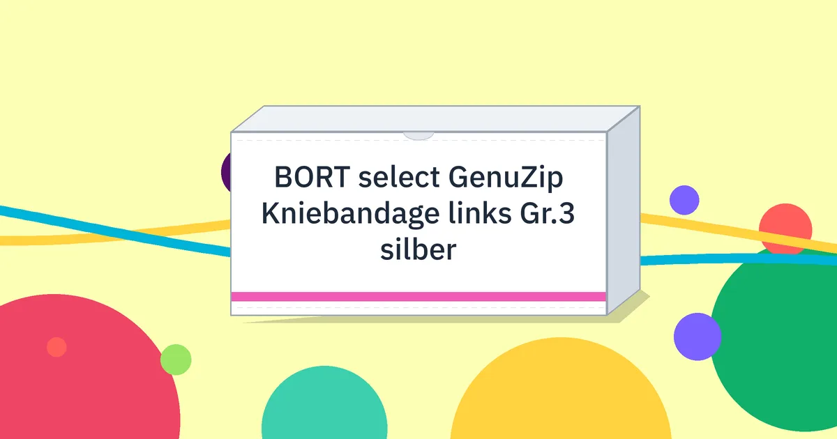 Symbolbild: Packung mit der Aufschrift BORT select GenuZip Kniebandage links Gr.3 silber (PZN 16843924) – Verfügbarkeit und Bezug in Apotheken in Frankfurt am Main