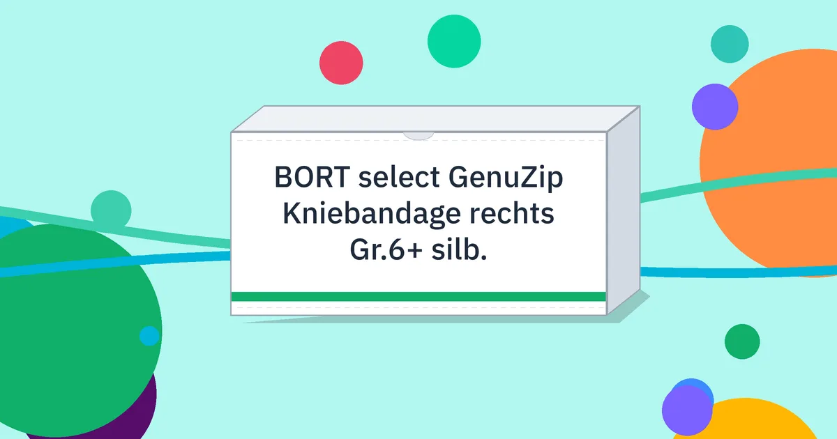 Symbolbild: Packung mit der Aufschrift BORT select GenuZip Kniebandage rechts Gr.6+ silb. (PZN 16844409) – Verfügbarkeit und Bezug in Apotheken in Frankfurt am Main