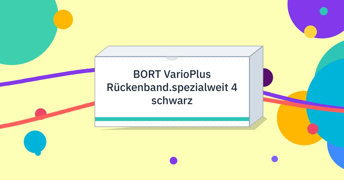 Symbolbild: Packung mit der Aufschrift BORT VarioPlus Rückenband.spezialweit 4 schwarz (PZN 02737437) – Verfügbarkeit und Bezug in Apotheken in Frankfurt am Main