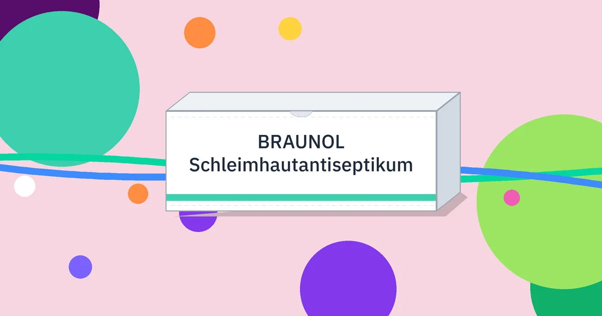 Symbolbild: Packung mit der Aufschrift BRAUNOL Schleimhautantiseptikum (PZN 01588716) – Verfügbarkeit und Bezug in Apotheken in Frankfurt am Main