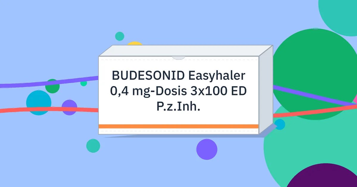 Symbolbild: Packung mit der Aufschrift BUDESONID Easyhaler 0,4 mg-Dosis 3x100 ED P.z.Inh. (PZN 17589439) – Verfügbarkeit und Bezug in Apotheken in Frankfurt am Main