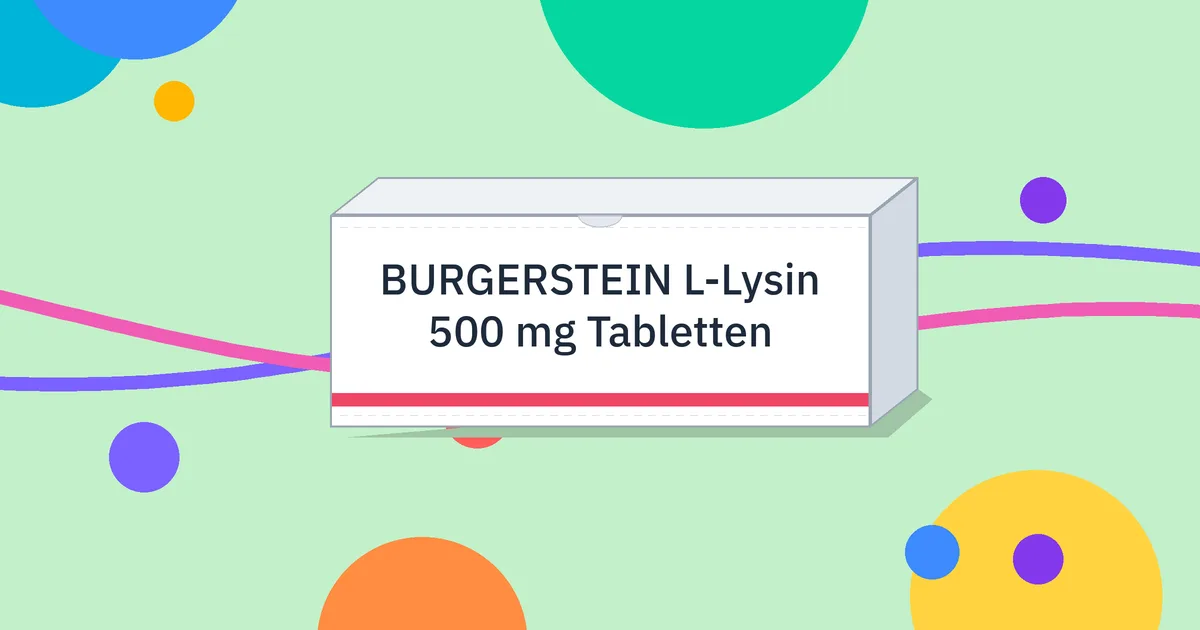 Symbolbild: Packung mit der Aufschrift BURGERSTEIN L-Lysin 500 mg Tabletten (PZN 14303721) – Verfügbarkeit und Bezug in Apotheken in Frankfurt am Main