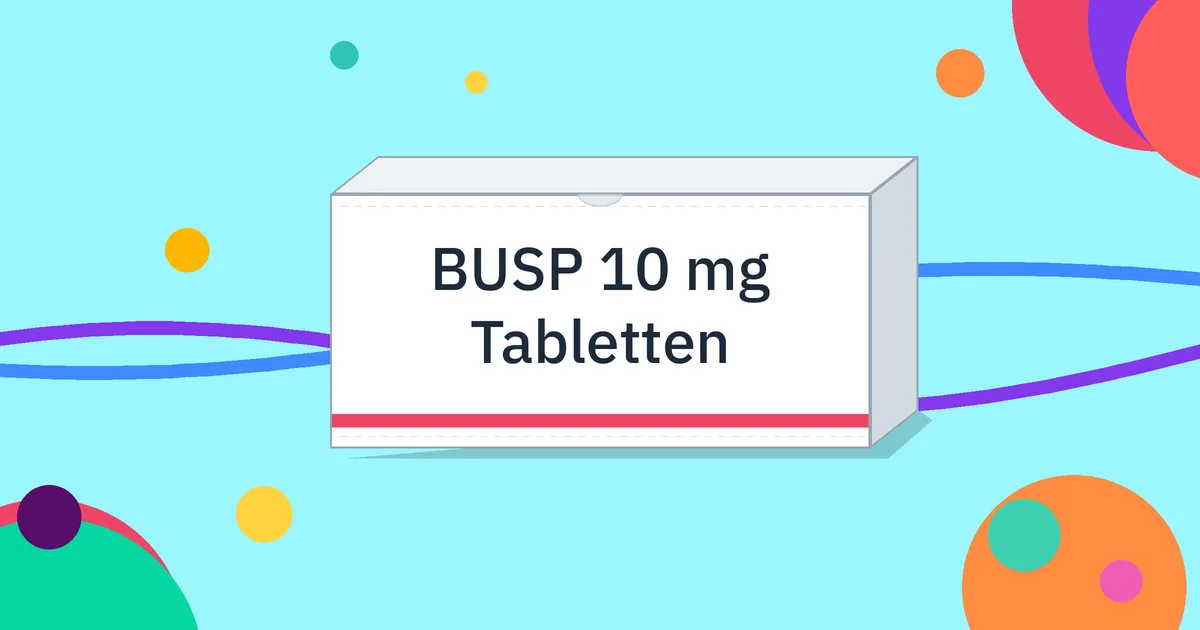 Symbolbild: Packung mit der Aufschrift BUSP 10 mg Tabletten (PZN 08671975) – Verfügbarkeit und Bezug in Apotheken in Frankfurt am Main