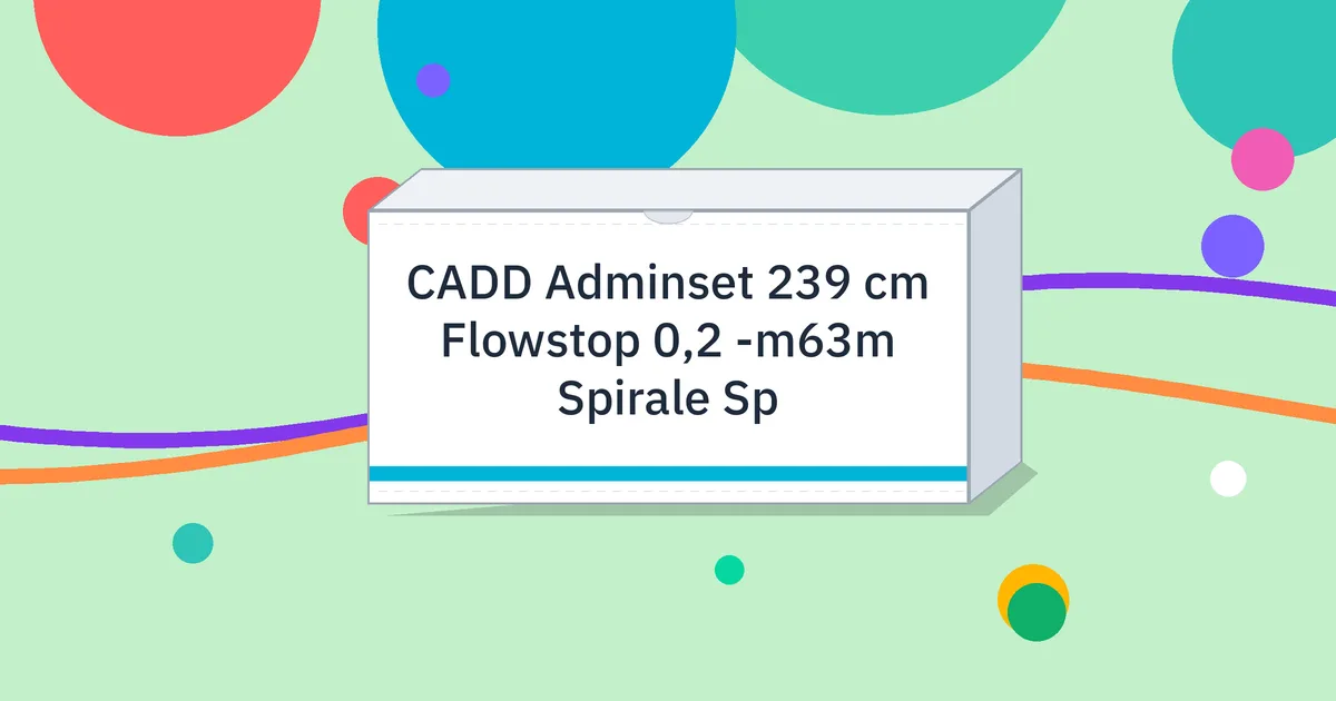 Symbolbild: Packung mit der Aufschrift CADD Adminset 239 cm Flowstop 0,2 -m63m Spirale Sp (PZN 16786014) – Verfügbarkeit und Bezug in Apotheken in Frankfurt am Main
