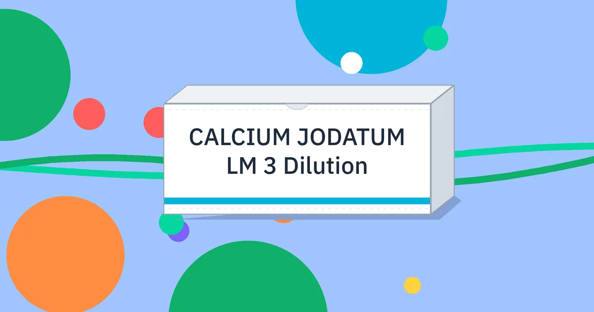 Symbolbild: Packung mit der Aufschrift CALCIUM JODATUM LM 3 Dilution (PZN 12804695) – Verfügbarkeit und Bezug in Apotheken in Frankfurt am Main