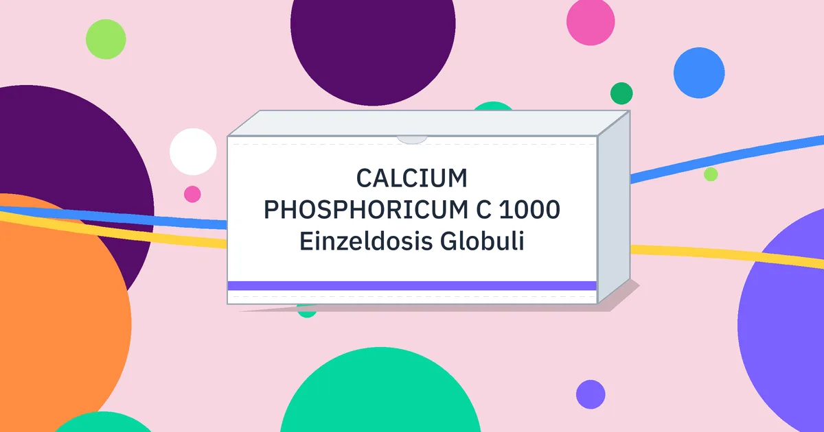 Symbolbild: Packung mit der Aufschrift CALCIUM PHOSPHORICUM C 1000 Einzeldosis Globuli (PZN 03033129) – Verfügbarkeit und Bezug in Apotheken in Frankfurt am Main
