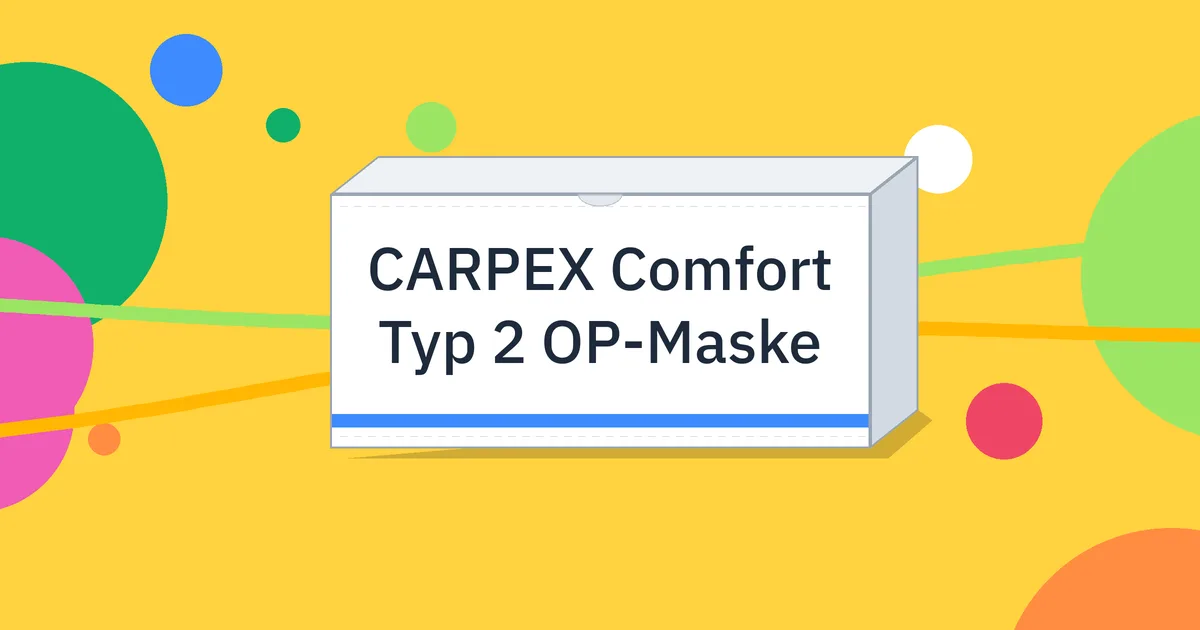 Symbolbild: Packung mit der Aufschrift CARPEX Comfort Typ 2 OP-Maske (PZN 04237590) – Verfügbarkeit und Bezug in Apotheken in Frankfurt am Main