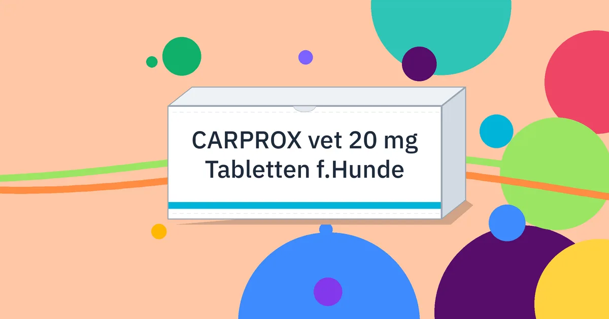 Symbolbild: Packung mit der Aufschrift CARPROX vet 20 mg Tabletten f.Hunde (PZN 11149515) – Verfügbarkeit und Bezug in Apotheken in Frankfurt am Main