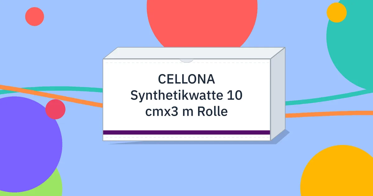 Symbolbild: Packung mit der Aufschrift CELLONA Synthetikwatte 10 cmx3 m Rolle (PZN 20307628) – Verfügbarkeit und Bezug in Apotheken in Frankfurt am Main