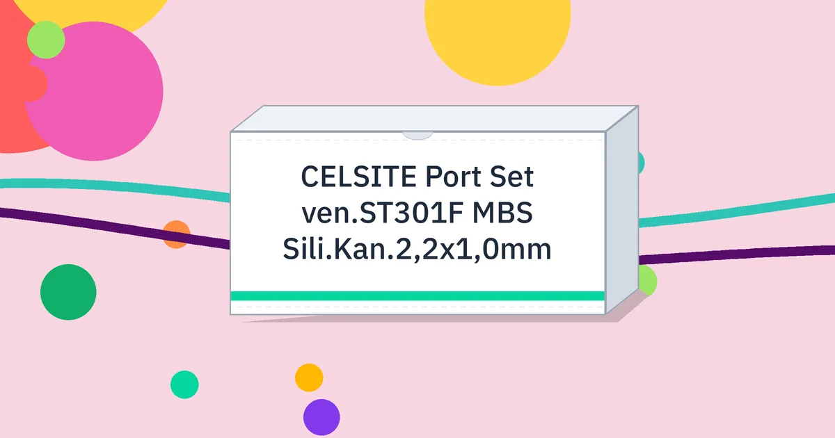 Symbolbild: Packung mit der Aufschrift CELSITE Port Set ven.ST301F MBS Sili.Kan.2,2x1,0mm (PZN 01590848) – Verfügbarkeit und Bezug in Apotheken in Frankfurt am Main
