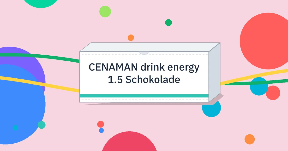Symbolbild: Packung mit der Aufschrift CENAMAN drink energy 1.5 Schokolade (PZN 13710938) – Verfügbarkeit und Bezug in Apotheken in Frankfurt am Main