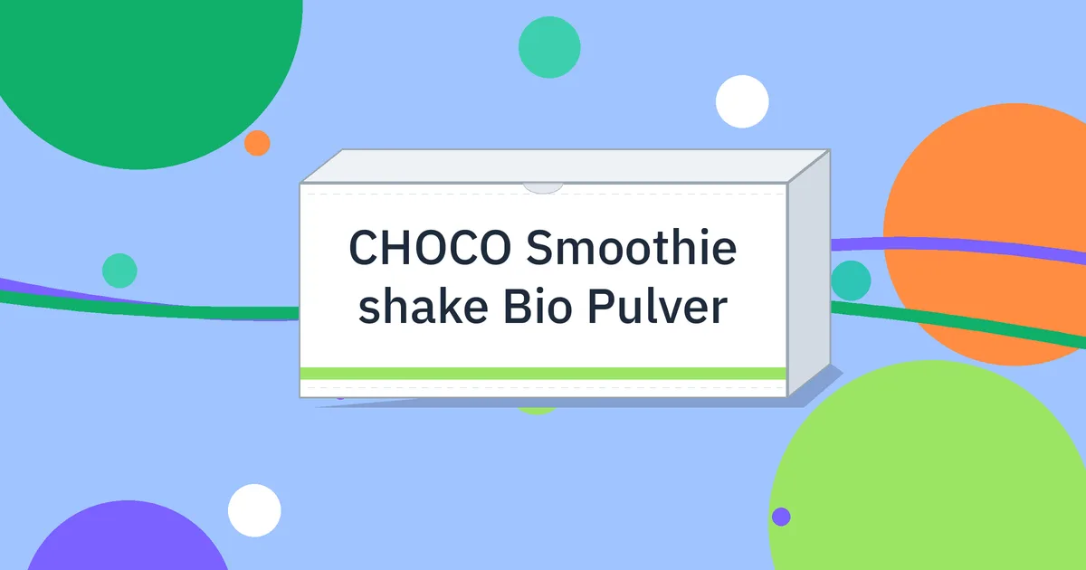 Symbolbild: Packung mit der Aufschrift CHOCO Smoothie shake Bio Pulver (PZN 18412849) – Verfügbarkeit und Bezug in Apotheken in Frankfurt am Main