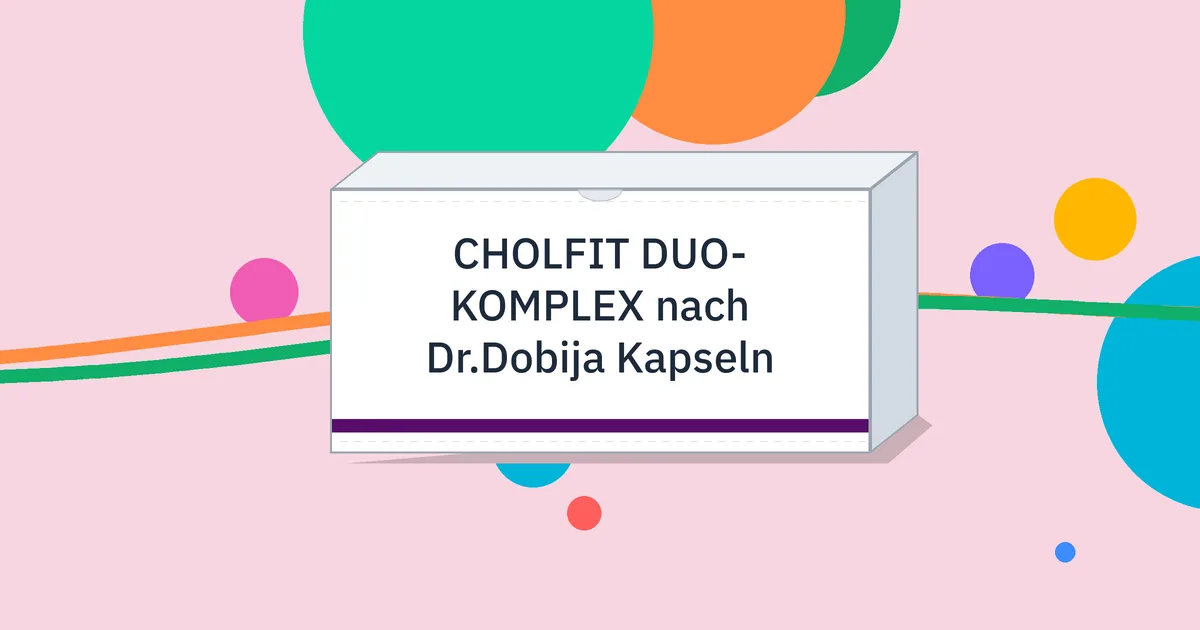 Symbolbild: Packung mit der Aufschrift CHOLFIT DUO-KOMPLEX nach Dr.Dobija Kapseln (PZN 19456122) – Verfügbarkeit und Bezug in Apotheken in Frankfurt am Main