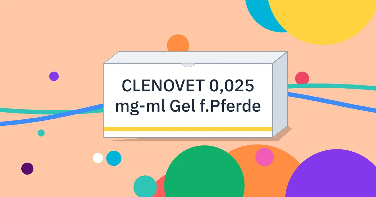Symbolbild: Packung mit der Aufschrift CLENOVET 0,025 mg-ml Gel f.Pferde (PZN 10403472) – Verfügbarkeit und Bezug in Apotheken in Frankfurt am Main