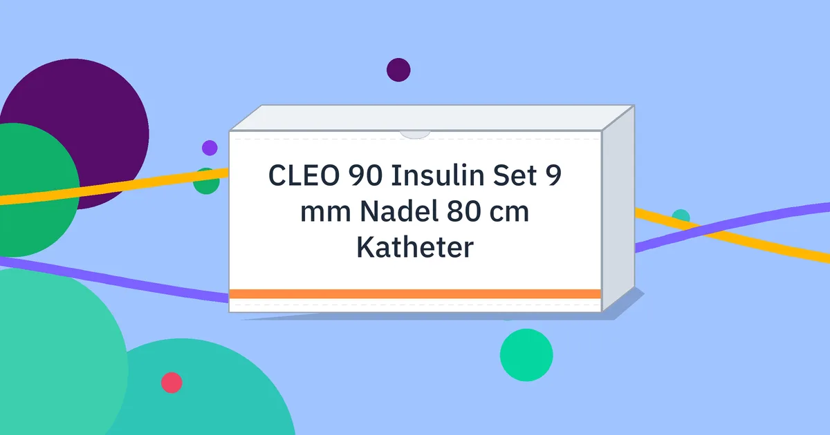 Symbolbild: Packung mit der Aufschrift CLEO 90 Insulin Set 9 mm Nadel 80 cm Katheter (PZN 11189124) – Verfügbarkeit und Bezug in Apotheken in Frankfurt am Main