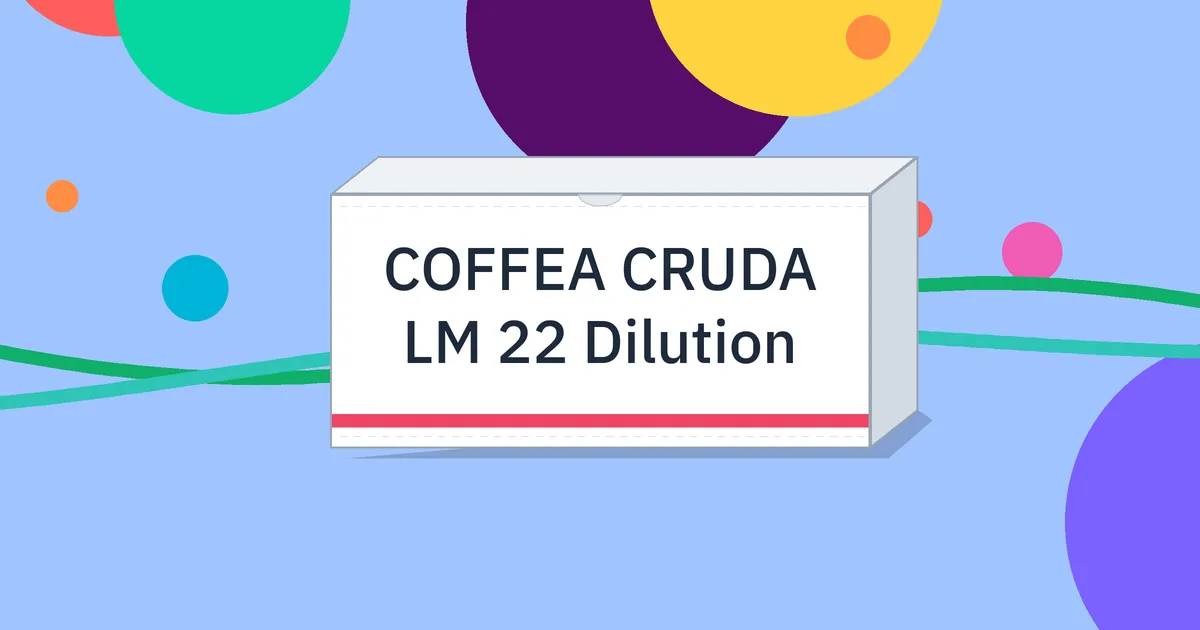 Symbolbild: Packung mit der Aufschrift COFFEA CRUDA LM 22 Dilution (PZN 12830971) – Verfügbarkeit und Bezug in Apotheken in Frankfurt am Main