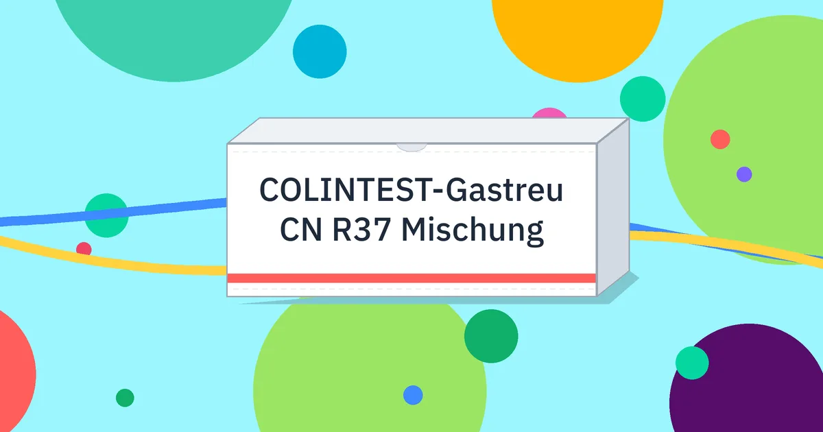 Symbolbild: Packung mit der Aufschrift COLINTEST-Gastreu CN R37 Mischung (PZN 02483422) – Verfügbarkeit und Bezug in Apotheken in Frankfurt am Main