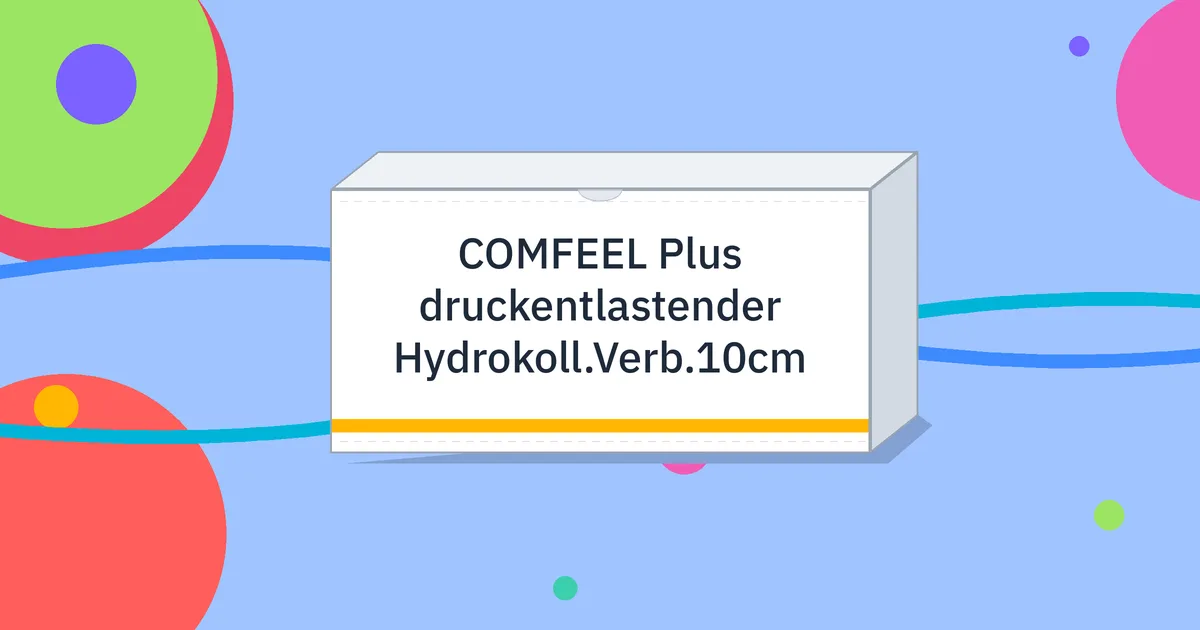 Symbolbild: Packung mit der Aufschrift COMFEEL Plus druckentlastender Hydrokoll.Verb.10cm (PZN 13343730) – Verfügbarkeit und Bezug in Apotheken in Frankfurt am Main
