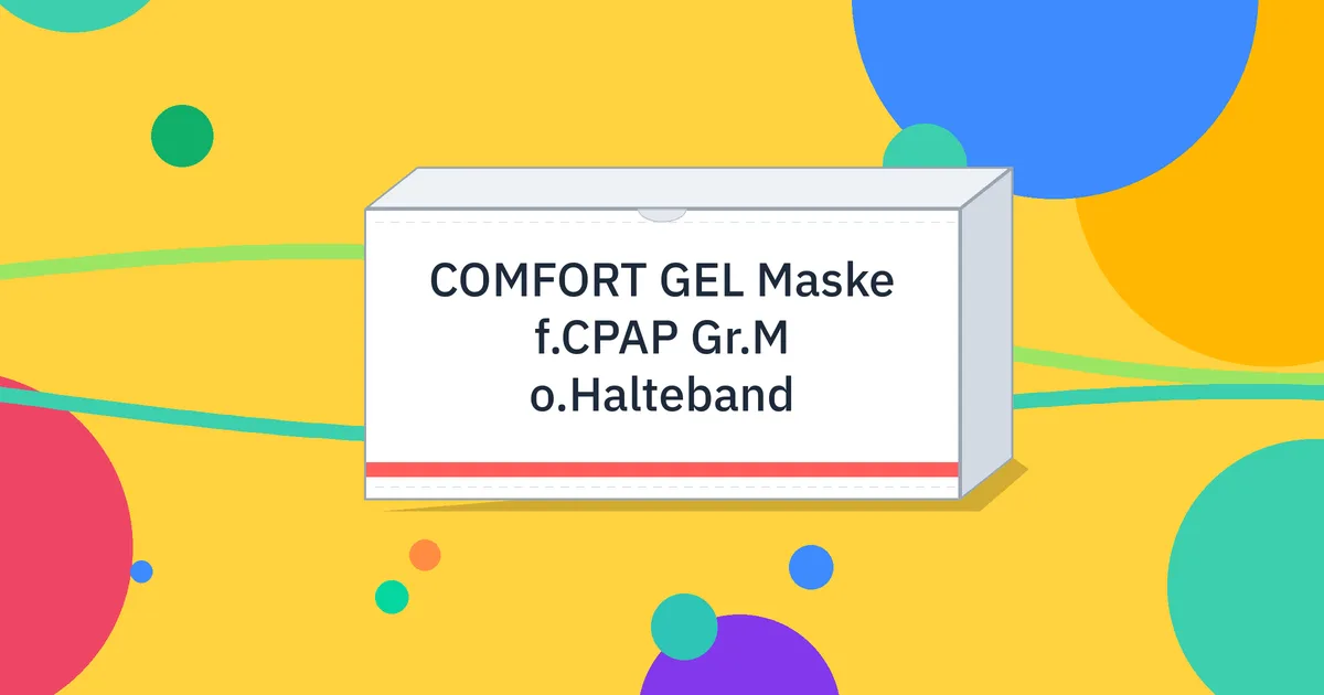 Symbolbild: Packung mit der Aufschrift COMFORT GEL Maske f.CPAP Gr.M o.Halteband (PZN 05560583) – Verfügbarkeit und Bezug in Apotheken in Frankfurt am Main