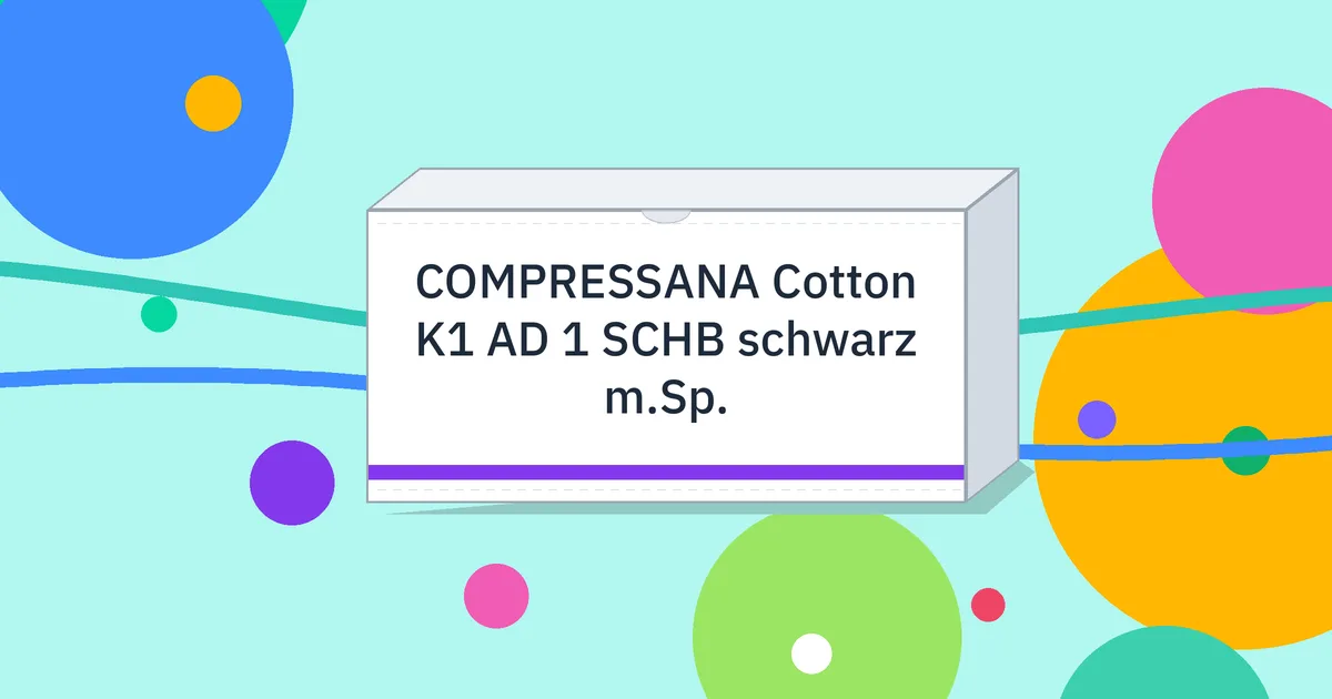 Symbolbild: Packung mit der Aufschrift COMPRESSANA Cotton K1 AD 1 SCHB schwarz m.Sp. (PZN 16958857) – Verfügbarkeit und Bezug in Apotheken in Frankfurt am Main