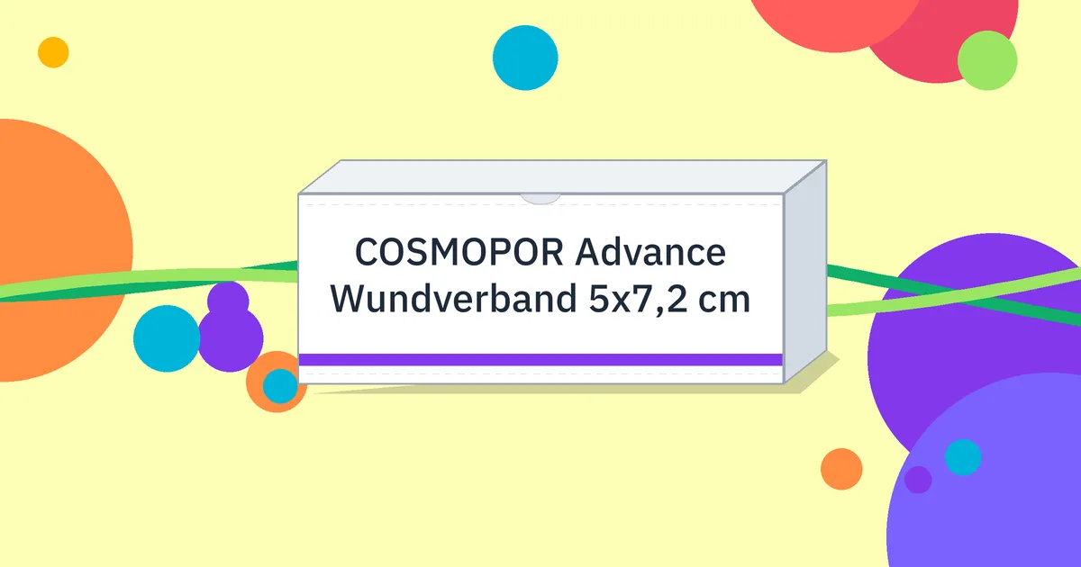 Symbolbild: Packung mit der Aufschrift COSMOPOR Advance Wundverband 5x7,2 cm (PZN 20139102) – Verfügbarkeit und Bezug in Apotheken in Frankfurt am Main
