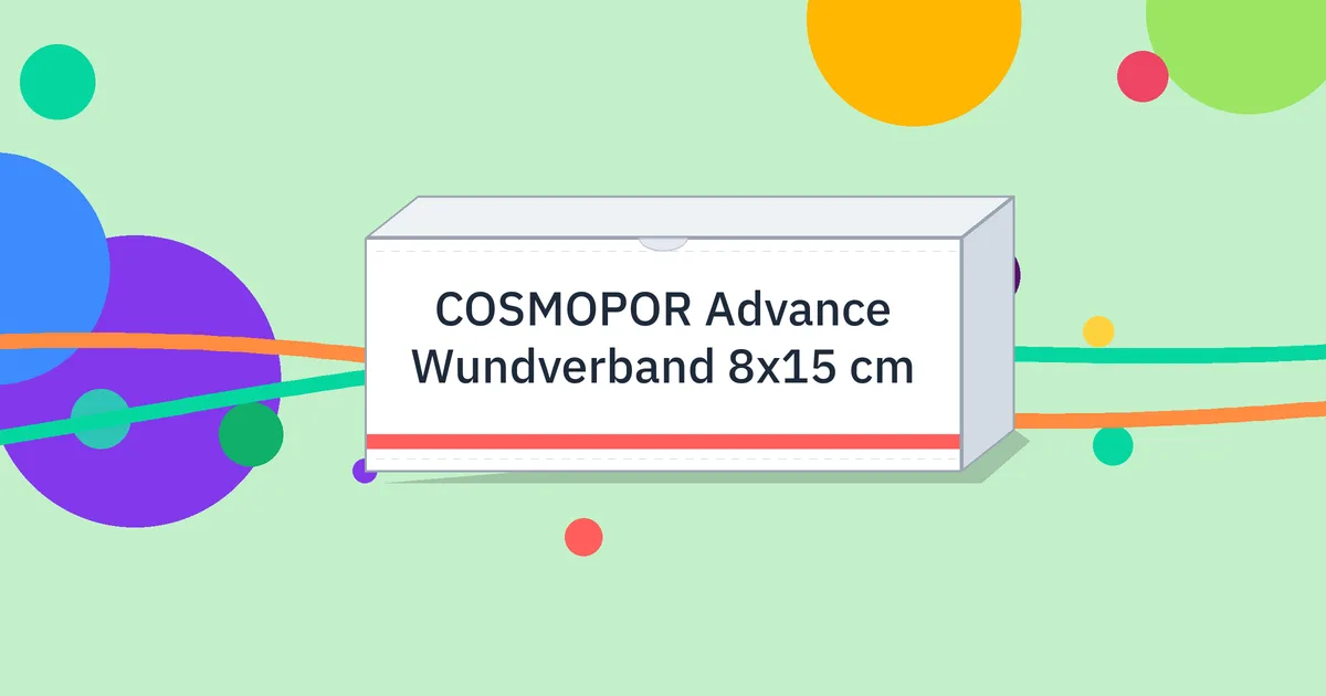 Symbolbild: Packung mit der Aufschrift COSMOPOR Advance Wundverband 8x15 cm (PZN 18427710) – Verfügbarkeit und Bezug in Apotheken in Frankfurt am Main