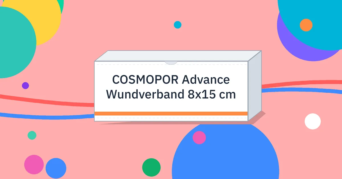 Symbolbild: Packung mit der Aufschrift COSMOPOR Advance Wundverband 8x15 cm (PZN 19235533) – Verfügbarkeit und Bezug in Apotheken in Frankfurt am Main