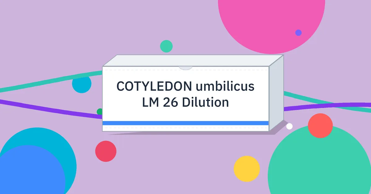 Symbolbild: Packung mit der Aufschrift COTYLEDON umbilicus LM 26 Dilution (PZN 13456003) – Verfügbarkeit und Bezug in Apotheken in Frankfurt am Main