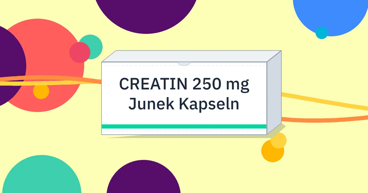 Symbolbild: Packung mit der Aufschrift CREATIN 250 mg Junek Kapseln (PZN 09325235) – Verfügbarkeit und Bezug in Apotheken in Frankfurt am Main