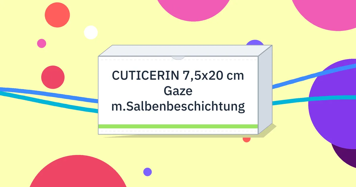 Symbolbild: Packung mit der Aufschrift CUTICERIN 7,5x20 cm Gaze m.Salbenbeschichtung (PZN 20929241) – Verfügbarkeit und Bezug in Apotheken in Frankfurt am Main