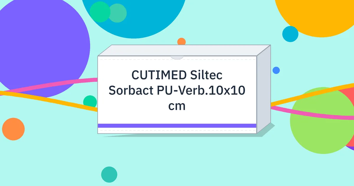 Symbolbild: Packung mit der Aufschrift CUTIMED Siltec Sorbact PU-Verb.10x10 cm (PZN 19347108) – Verfügbarkeit und Bezug in Apotheken in Frankfurt am Main