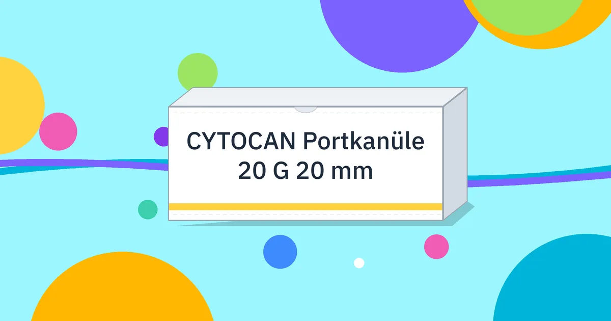 Symbolbild: Packung mit der Aufschrift CYTOCAN Portkanüle 20 G 20 mm (PZN 03429258) – Verfügbarkeit und Bezug in Apotheken in Frankfurt am Main