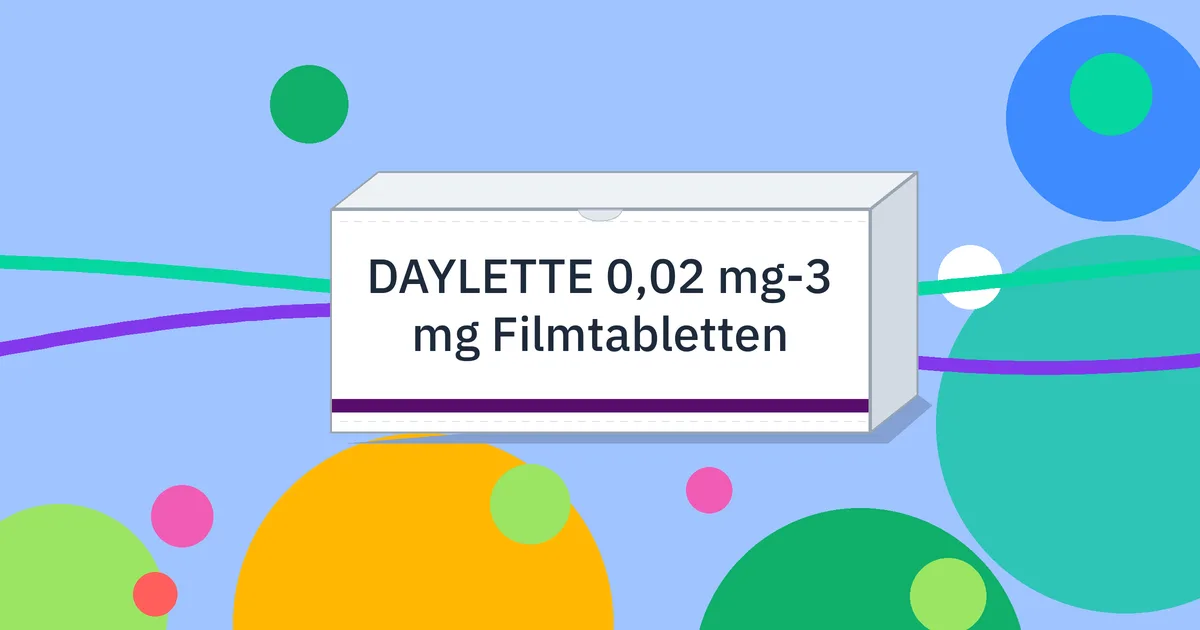 Symbolbild: Packung mit der Aufschrift DAYLETTE 0,02 mg-3 mg Filmtabletten (PZN 19094713) – Verfügbarkeit und Bezug in Apotheken in Frankfurt am Main