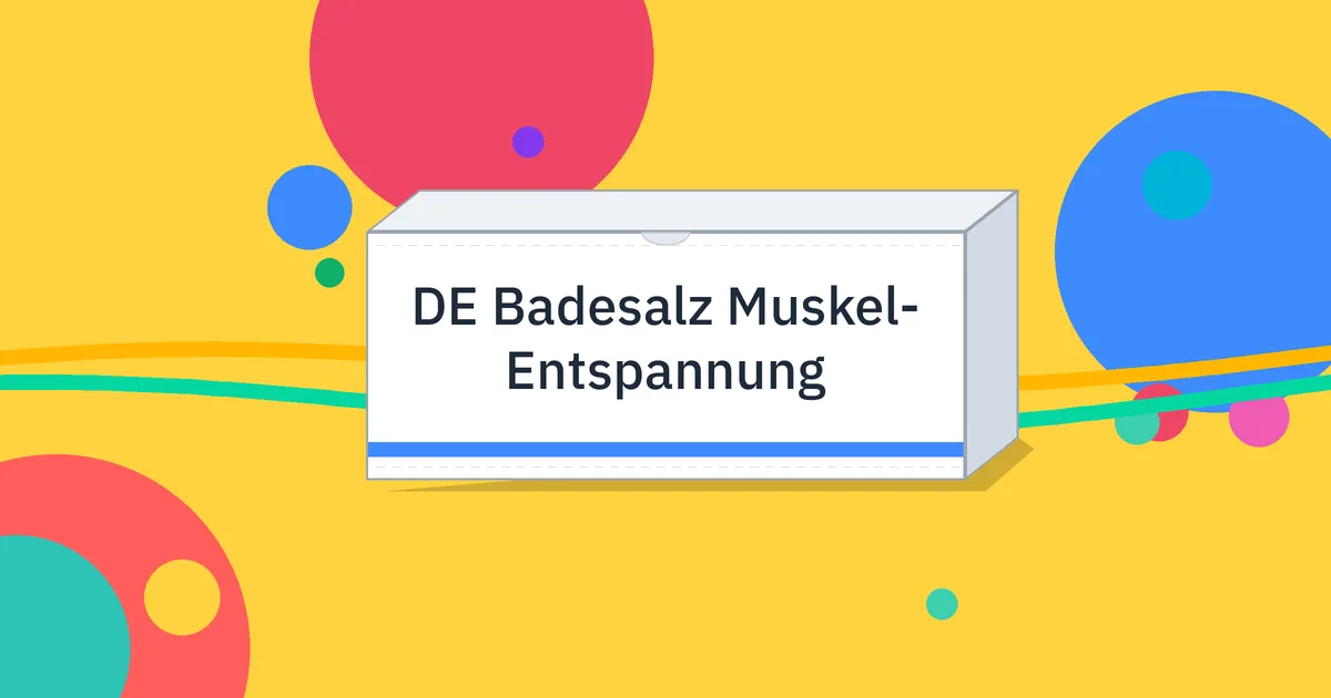 Symbolbild: Packung mit der Aufschrift DE Badesalz Muskel-Entspannung (PZN 18134557) – Verfügbarkeit und Bezug in Apotheken in Frankfurt am Main