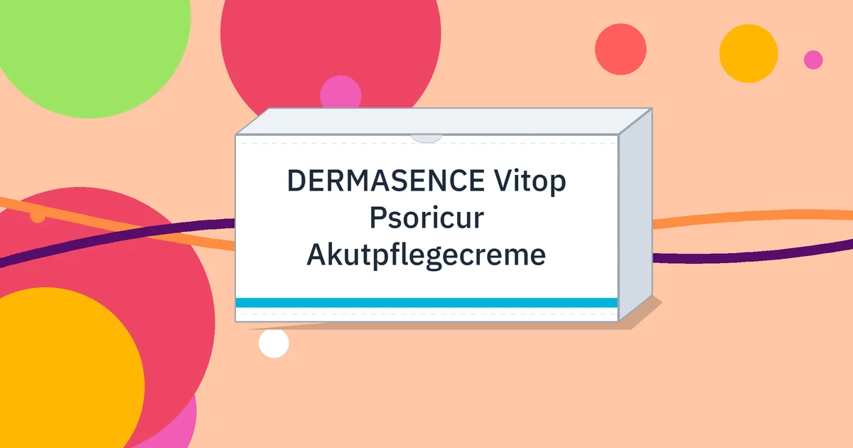 Symbolbild: Packung mit der Aufschrift DERMASENCE Vitop Psoricur Akutpflegecreme (PZN 19649051) – Verfügbarkeit und Bezug in Apotheken in Frankfurt am Main