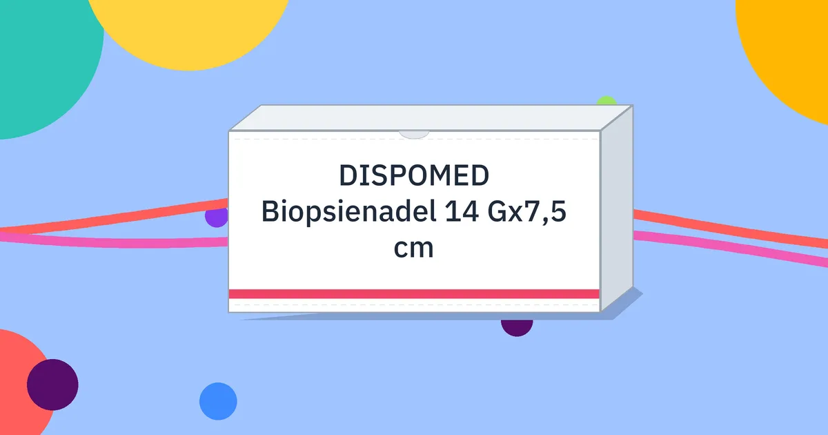 Symbolbild: Packung mit der Aufschrift DISPOMED Biopsienadel 14 Gx7,5 cm (PZN 08495107) – Verfügbarkeit und Bezug in Apotheken in Frankfurt am Main