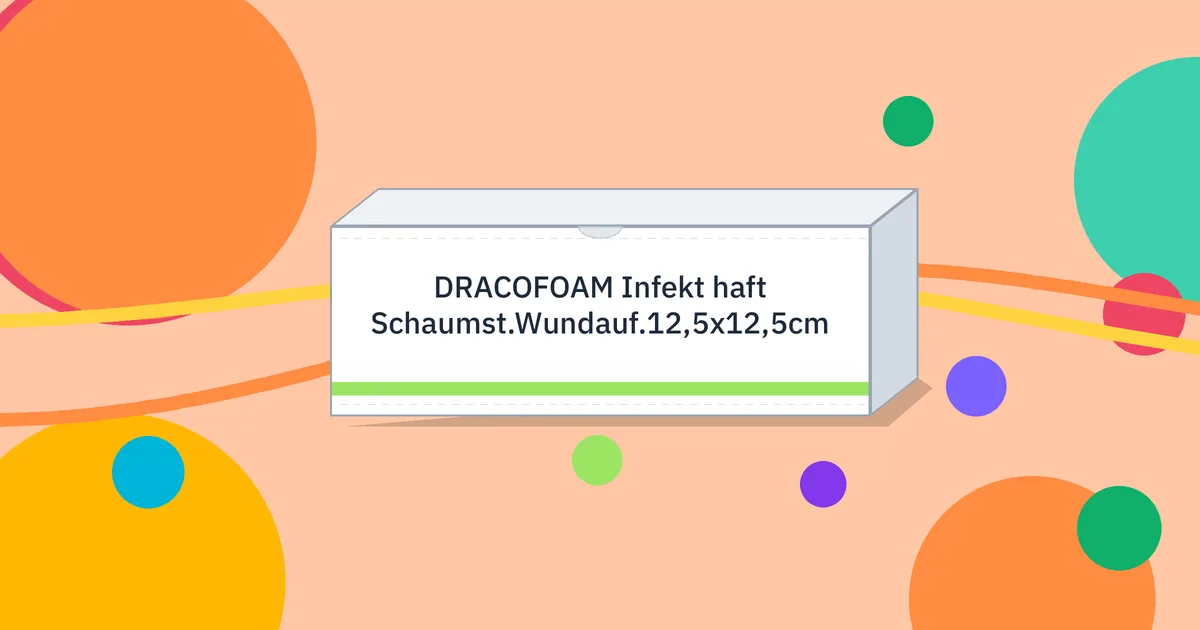 Symbolbild: Packung mit der Aufschrift DRACOFOAM Infekt haft Schaumst.Wundauf.12,5x12,5cm (PZN 07730658) – Verfügbarkeit und Bezug in Apotheken in Frankfurt am Main
