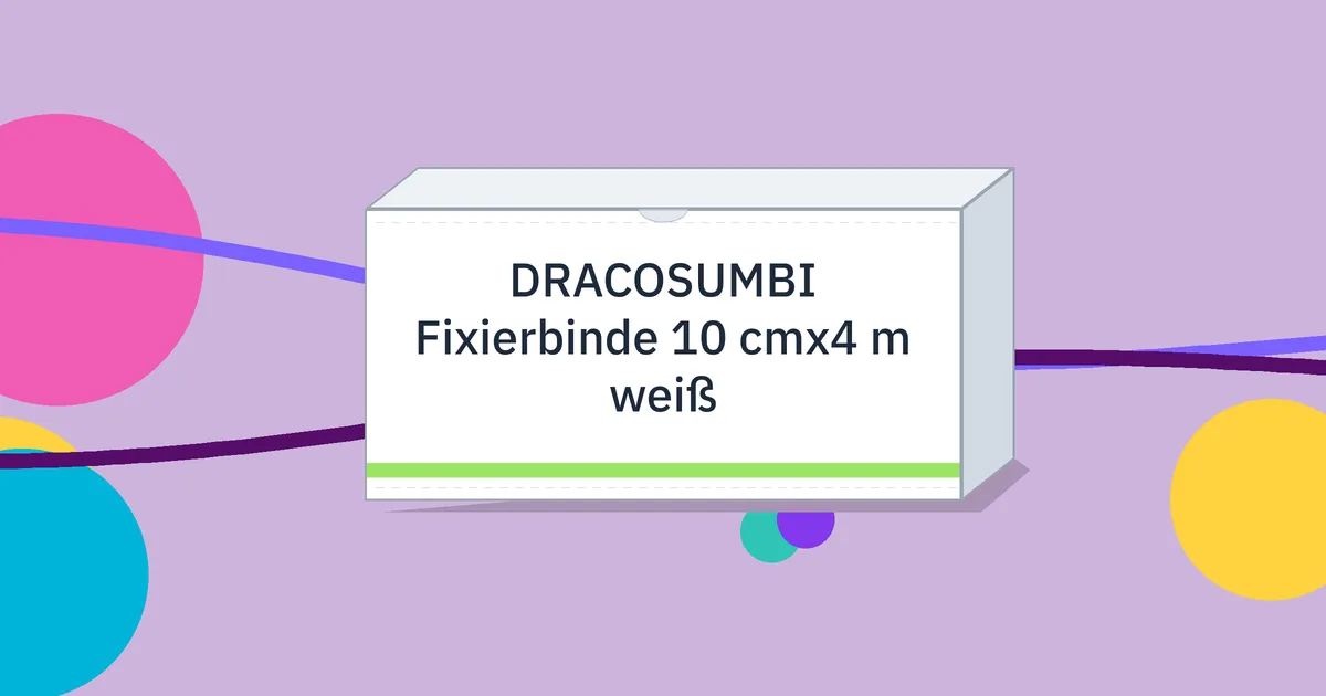 Symbolbild: Packung mit der Aufschrift DRACOSUMBI Fixierbinde 10 cmx4 m weiß (PZN 02163723) – Verfügbarkeit und Bezug in Apotheken in Frankfurt am Main