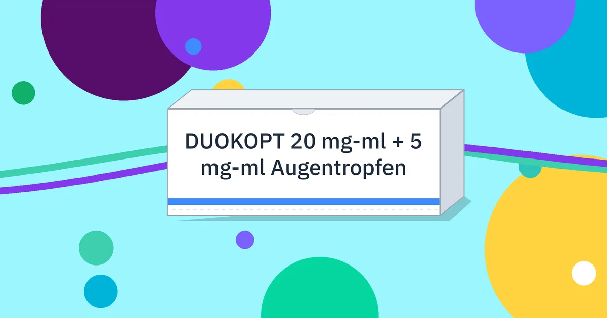 Symbolbild: Packung mit der Aufschrift DUOKOPT 20 mg-ml + 5 mg-ml Augentropfen (PZN 17586369) – Verfügbarkeit und Bezug in Apotheken in Frankfurt am Main