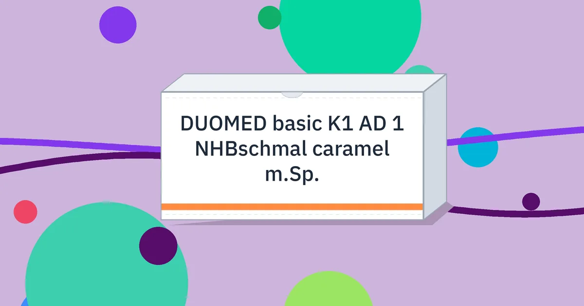 Symbolbild: Packung mit der Aufschrift DUOMED basic K1 AD 1 NHBschmal caramel m.Sp. (PZN 20903603) – Verfügbarkeit und Bezug in Apotheken in Frankfurt am Main