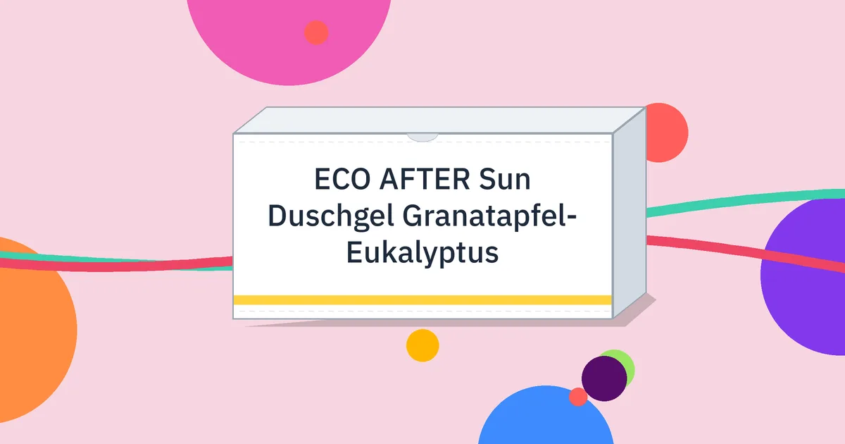 Symbolbild: Packung mit der Aufschrift ECO AFTER Sun Duschgel Granatapfel-Eukalyptus (PZN 12568378) – Verfügbarkeit und Bezug in Apotheken in Frankfurt am Main
