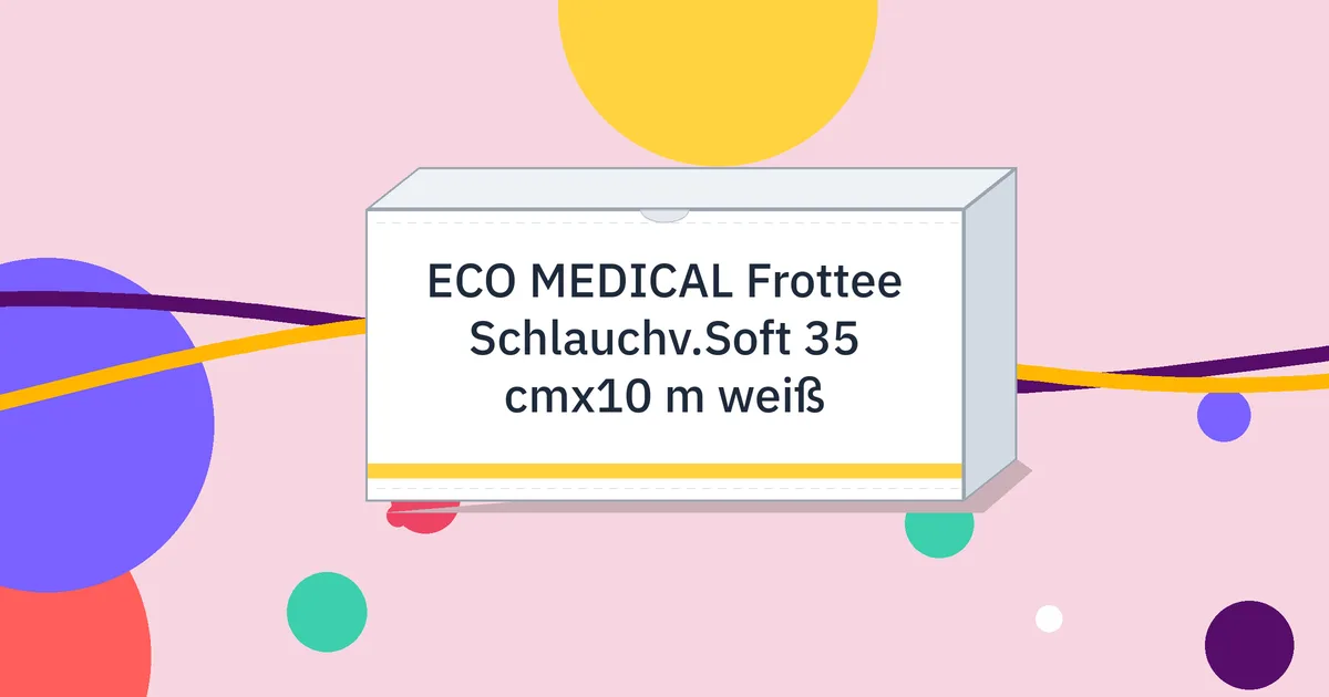 Symbolbild: Packung mit der Aufschrift ECO MEDICAL Frottee Schlauchv.Soft 35 cmx10 m weiß (PZN 00879742) – Verfügbarkeit und Bezug in Apotheken in Frankfurt am Main