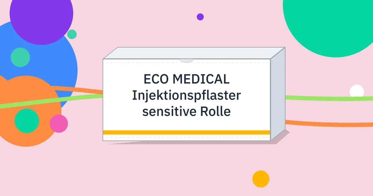 Symbolbild: Packung mit der Aufschrift ECO MEDICAL Injektionspflaster sensitive Rolle (PZN 10109040) – Verfügbarkeit und Bezug in Apotheken in Frankfurt am Main