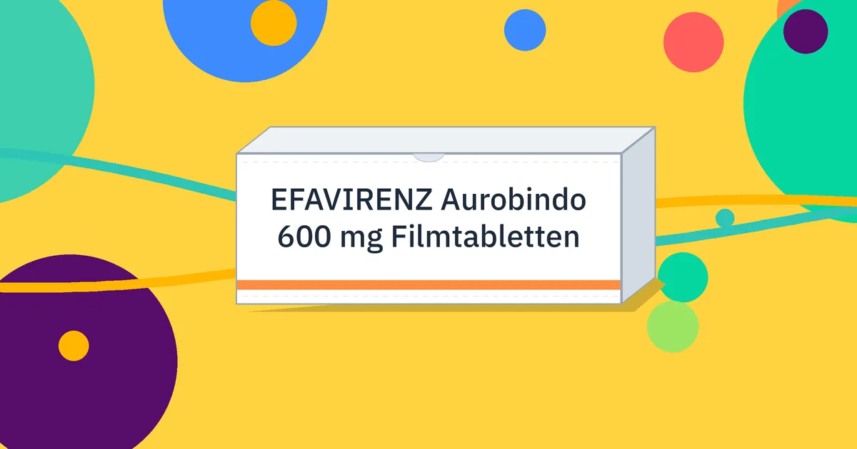 Symbolbild: Packung mit der Aufschrift EFAVIRENZ Aurobindo 600 mg Filmtabletten (PZN 11010065) – Verfügbarkeit und Bezug in Apotheken in Frankfurt am Main