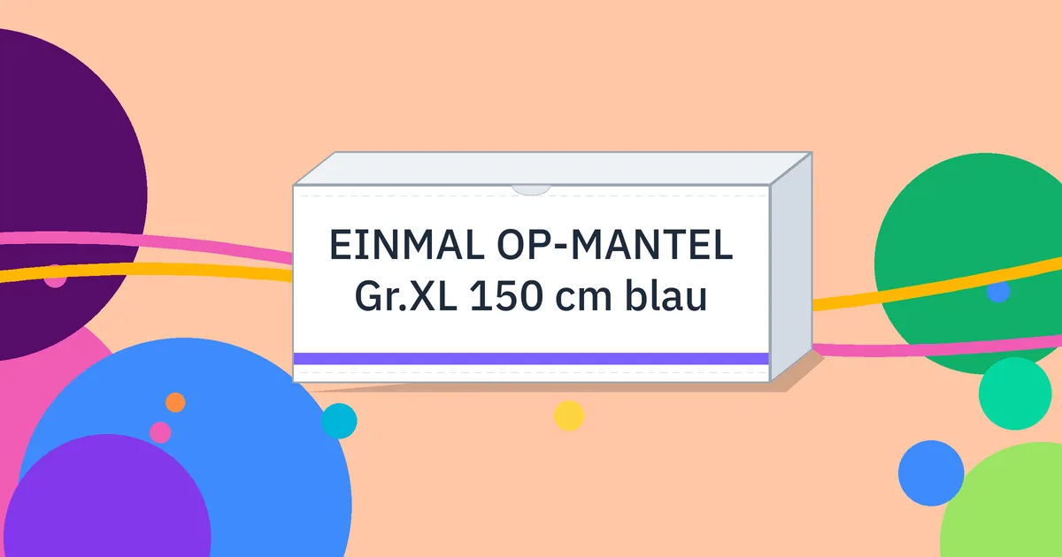 Symbolbild: Packung mit der Aufschrift EINMAL OP-MANTEL Gr.XL 150 cm blau (PZN 15993478) – Verfügbarkeit und Bezug in Apotheken in Frankfurt am Main