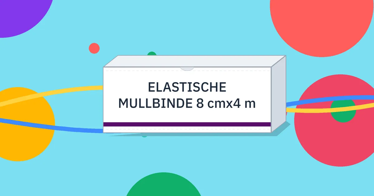Symbolbild: Packung mit der Aufschrift ELASTISCHE MULLBINDE 8 cmx4 m (PZN 11607277) – Verfügbarkeit und Bezug in Apotheken in Frankfurt am Main