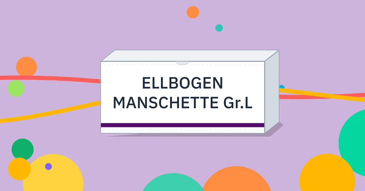Symbolbild: Packung mit der Aufschrift ELLBOGEN MANSCHETTE Gr.L (PZN 05548205) – Verfügbarkeit und Bezug in Apotheken in Frankfurt am Main