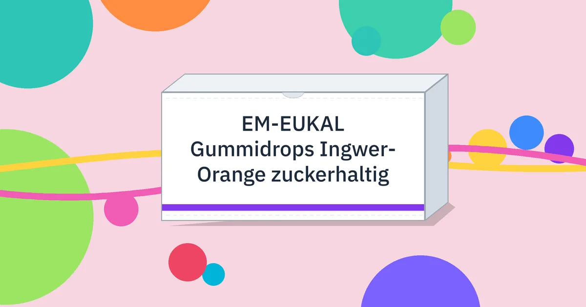 Symbolbild: Packung mit der Aufschrift EM-EUKAL Gummidrops Ingwer-Orange zuckerhaltig (PZN 10392076) – Verfügbarkeit und Bezug in Apotheken in Frankfurt am Main
